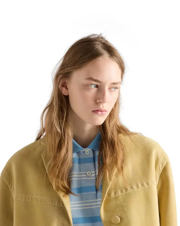 Prada Striped Piqué Polo Shirt - Light Blue