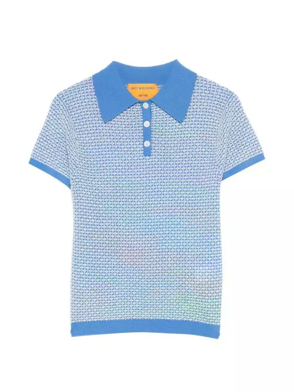 Guest In Residence Patterned Polo Shirt - Blue