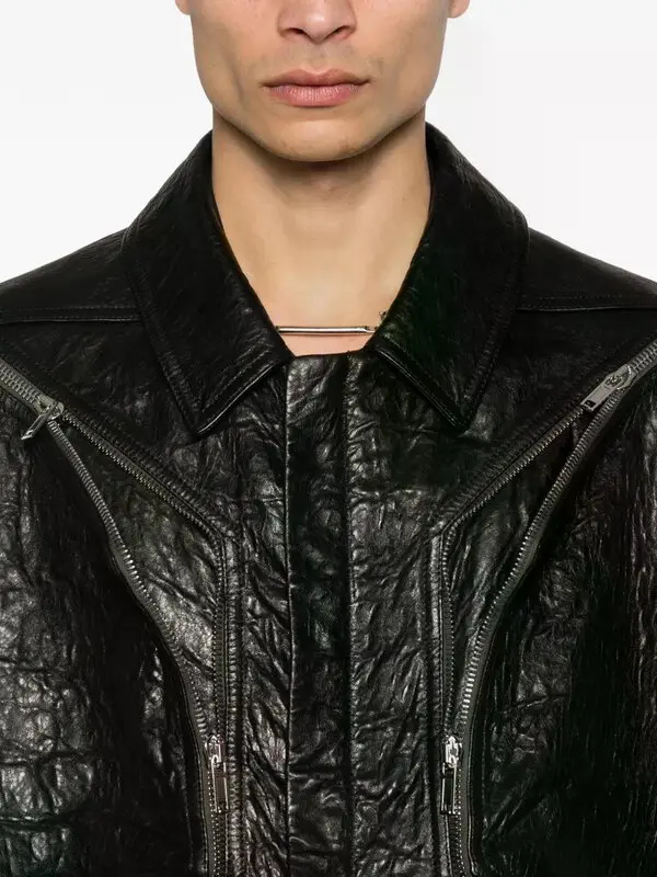 Rick Owens Textured-leather Biker Jacket - Black