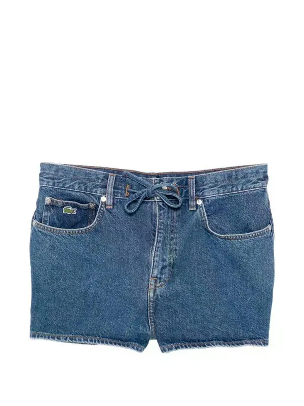 Lacoste Logo Embroidered Denim Shorts - Blue