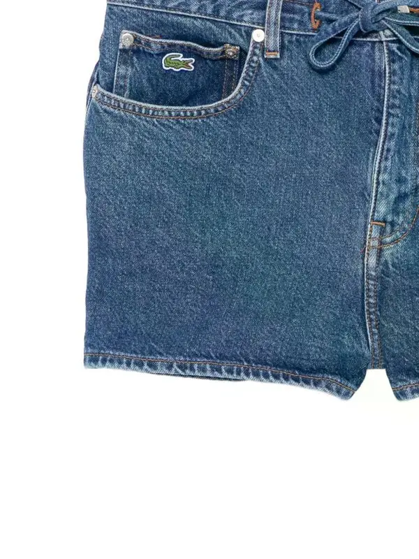 Lacoste Logo Embroidered Denim Shorts - Blue