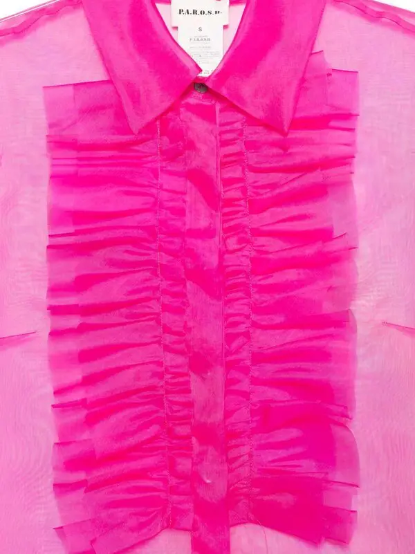 P.a.r.o.s.h Ruffled Sheer Shirt - Pink