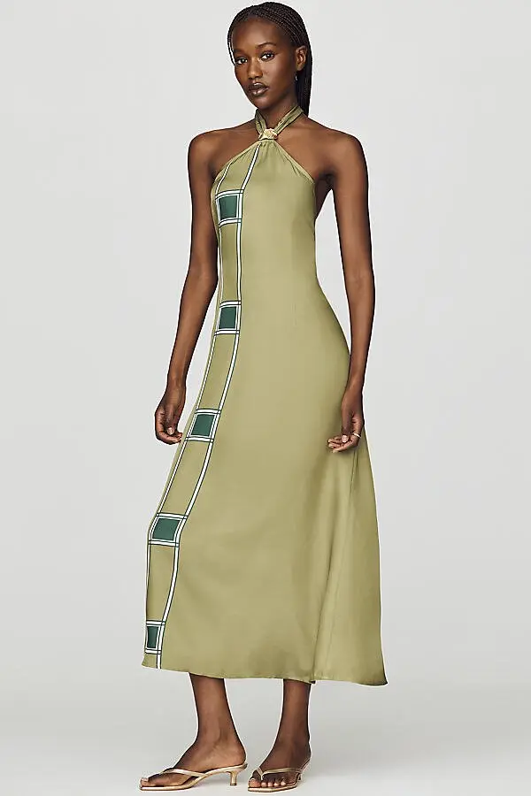 SANCIA Halterneck Maxi Dress - Green Pattern