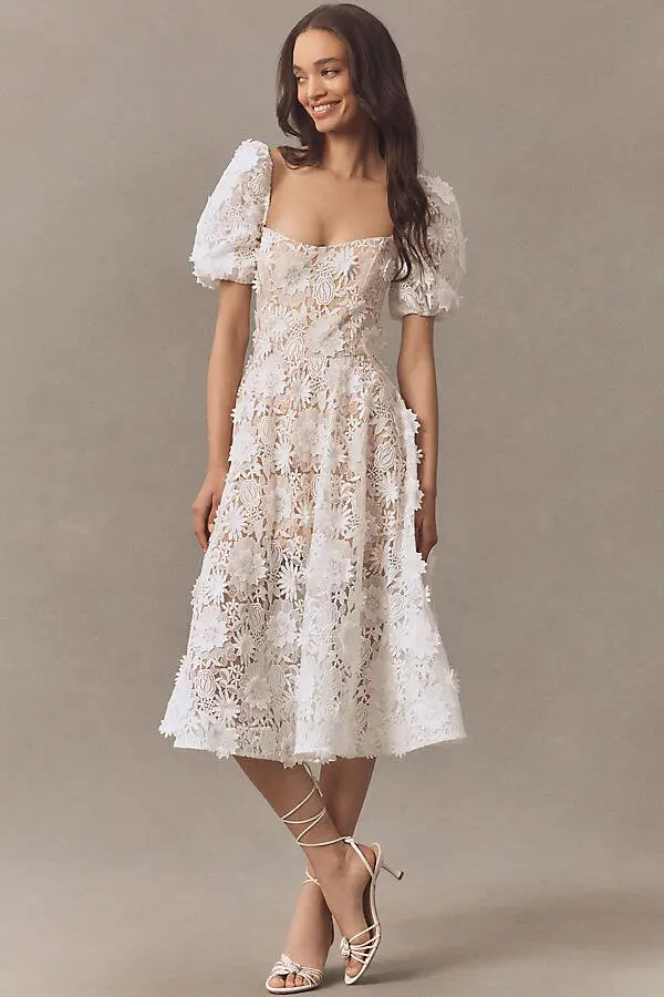 HELSI Mallory Lace Fit & Flare Midi Dress - White