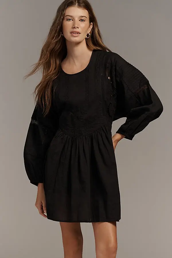 Anthropologie Half-sleeve Deco Mini Swing Dress