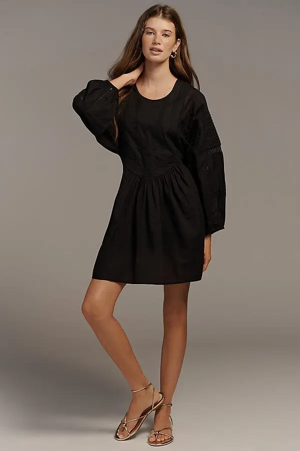 Anthropologie Half-sleeve Deco Mini Swing Dress