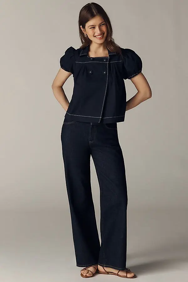 Maeve Puff Sleeve Double-breasted Top