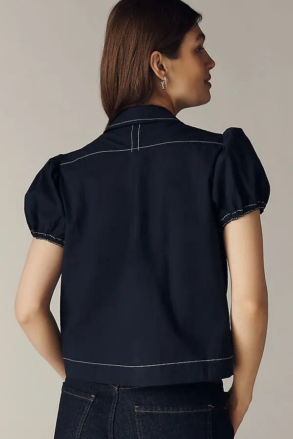 Maeve Puff Sleeve Double-breasted Top