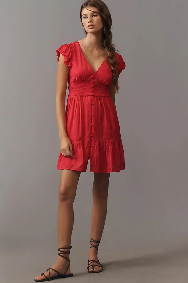 Peregrine Satin Mini Dress by Anthropologie in Pink, Size: Medium