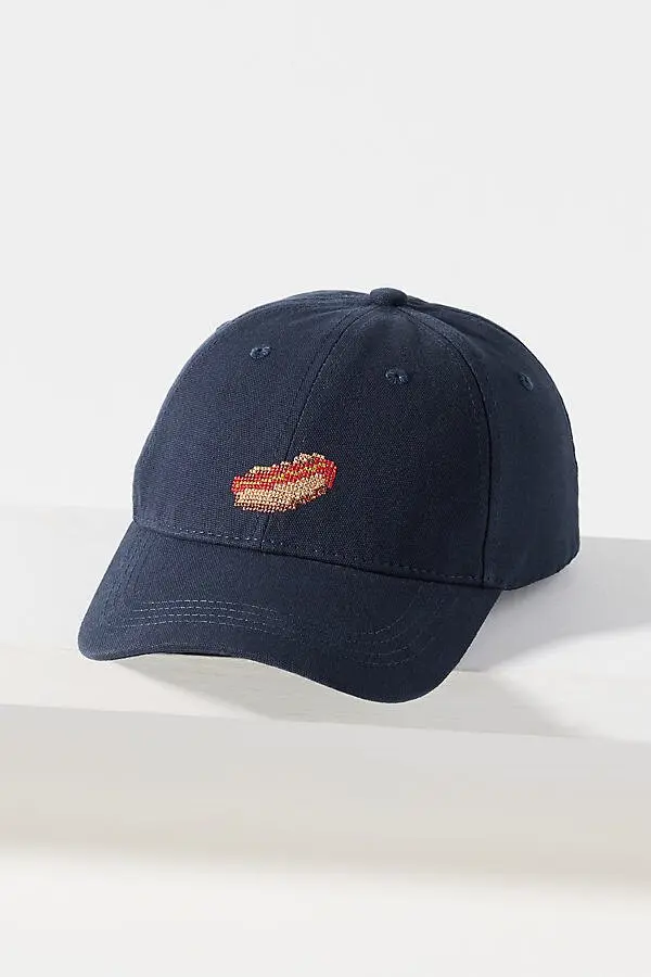 Anthropologie Strawberry Embroidered Baseball Cap - Hot Dog