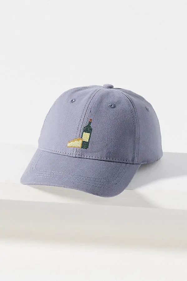 Anthropologie Strawberry Embroidered Baseball Cap - Wine Cheese