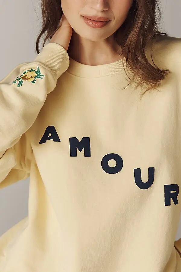 Maeve Cotton Blend Amour Sweatshirt - Light Yellow
