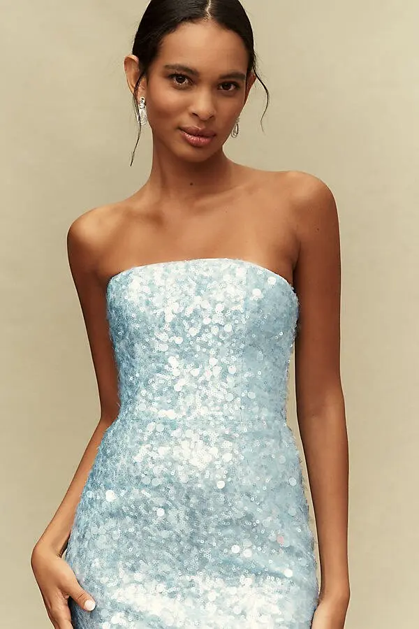 Helsi Leslie Strapless Sequin Maxi Dress - Light Blue | Editorialist