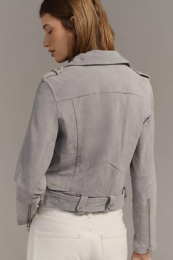 Blanknyc Cropped Suede Moto Jacket - Olive