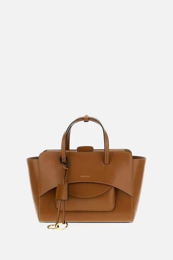 HIDESINS Leather Shoulder Bag With Flap - Marrone