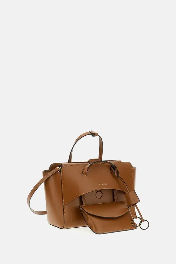 HIDESINS Leather Shoulder Bag With Flap - Marrone