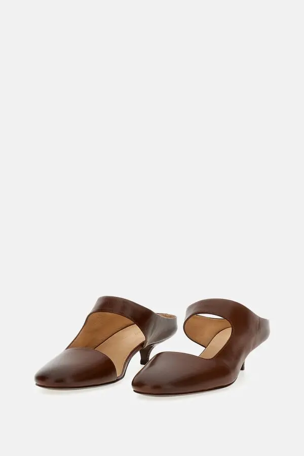 Marsèll Flat-bottomed Leather Mule - Marrone