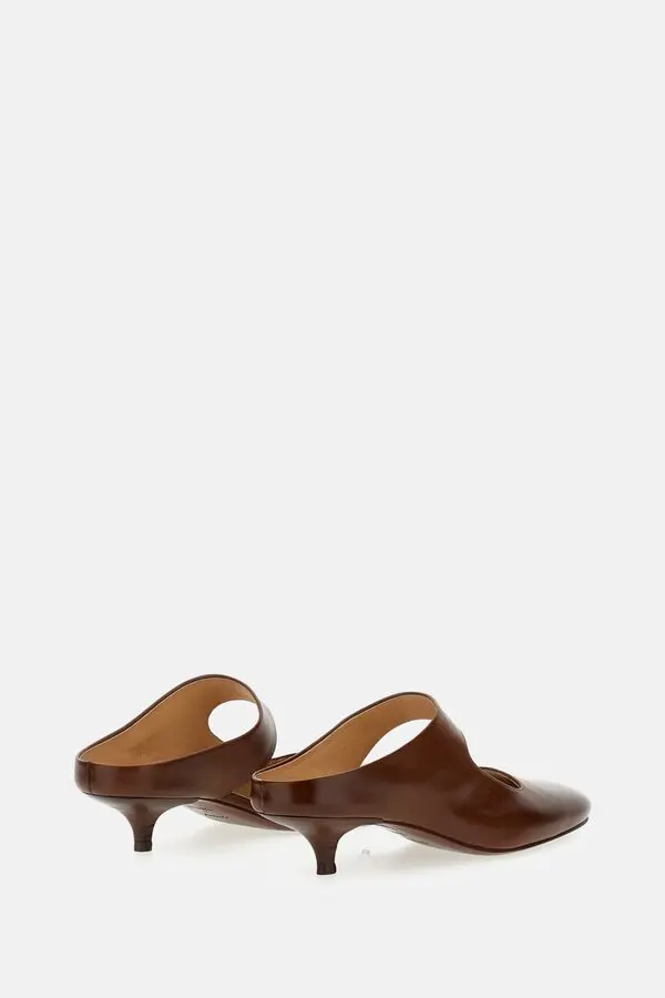 Marsèll Flat-bottomed Leather Mule - Marrone