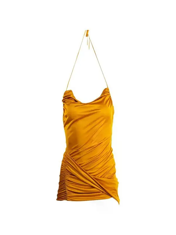 Atlein Ruched Mini Dress - Yellow