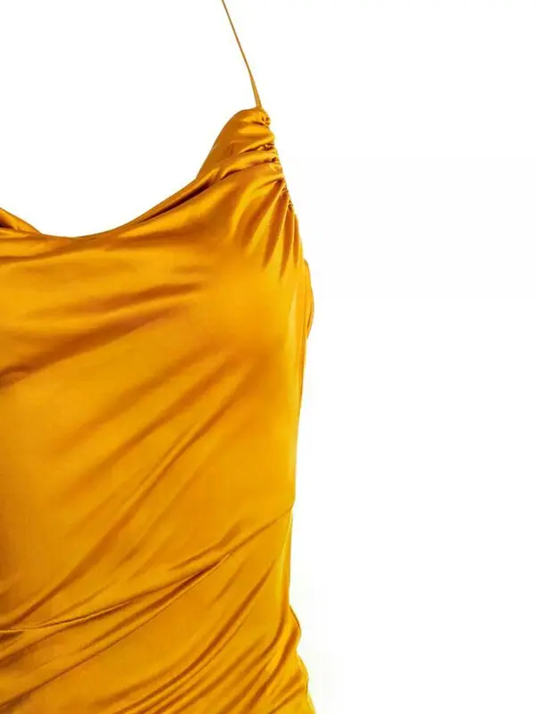 Atlein Ruched Mini Dress - Yellow