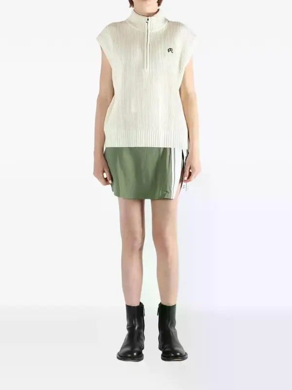 MALBON Ribbed Zip Sleeveless Top - Neutrals