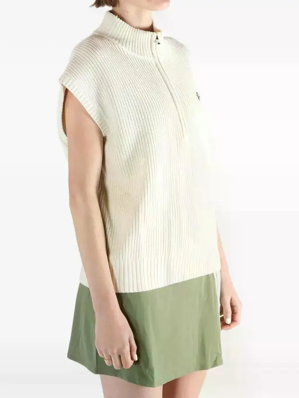 MALBON Ribbed Zip Sleeveless Top - Neutrals