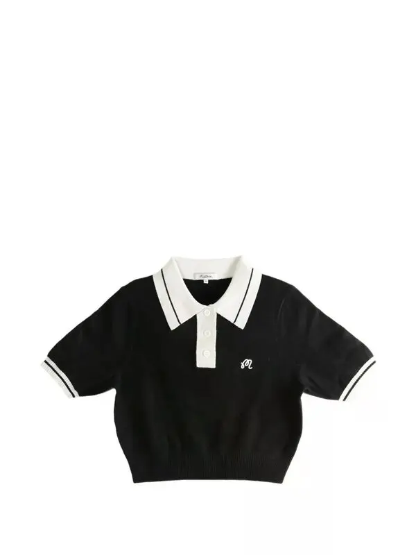 MALBON Mikayla Short-sleeves Collared Polo Top - Black