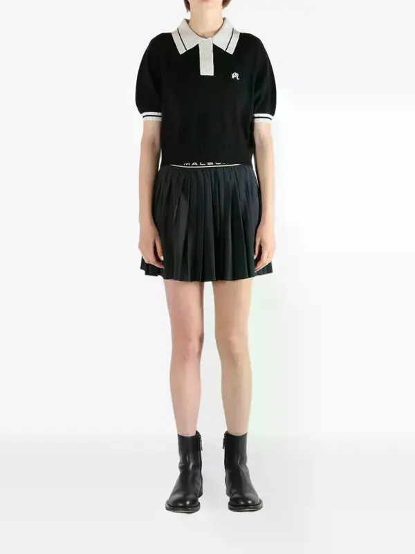 MALBON Mikayla Short-sleeves Collared Polo Top - Black