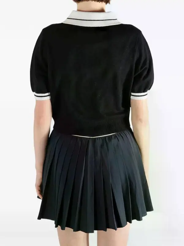 MALBON Mikayla Short-sleeves Collared Polo Top - Black