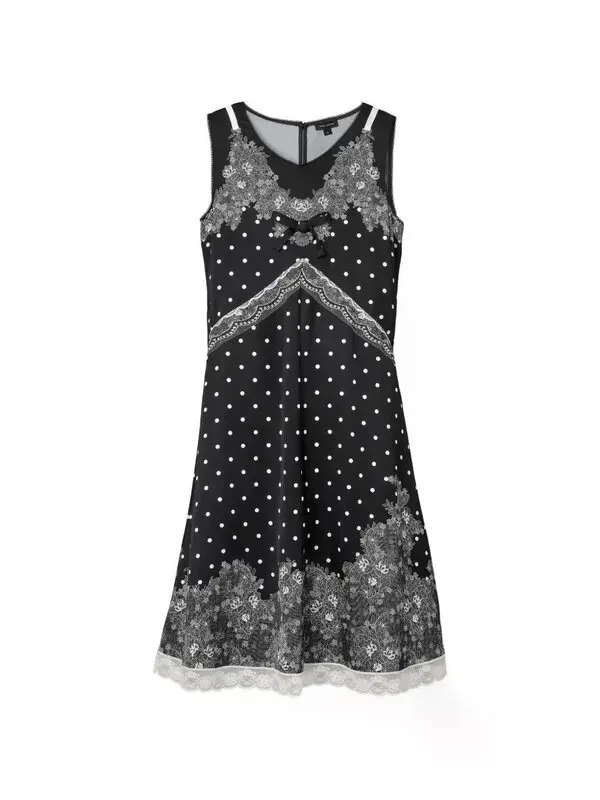Marc Jacobs Polka Dot Lace-detail Midi Dress - Black
