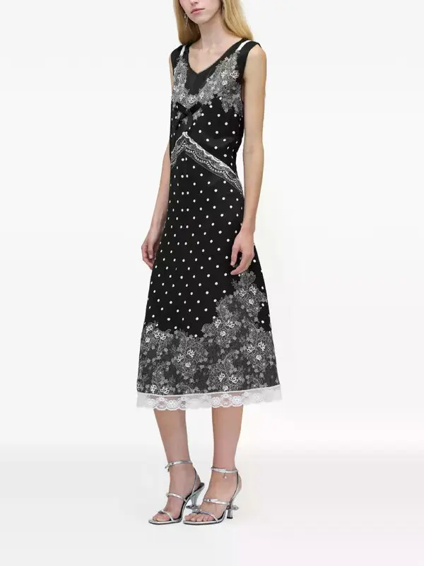 Marc Jacobs Polka Dot Lace-detail Midi Dress