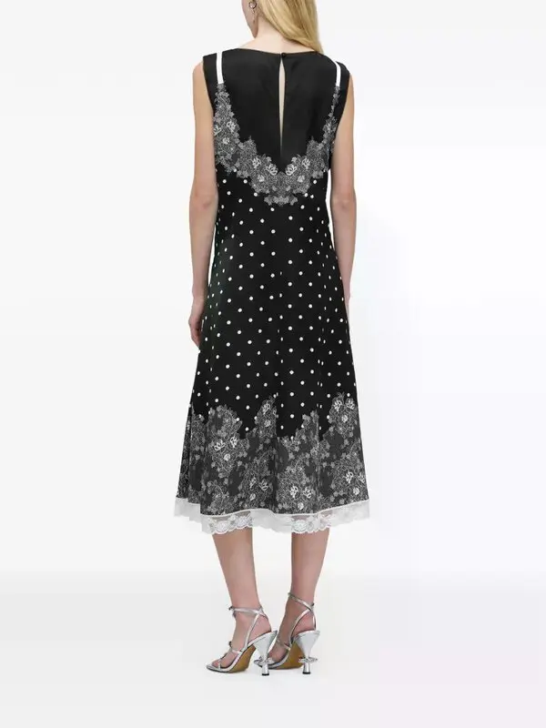 Marc Jacobs Polka Dot Lace-detail Midi Dress