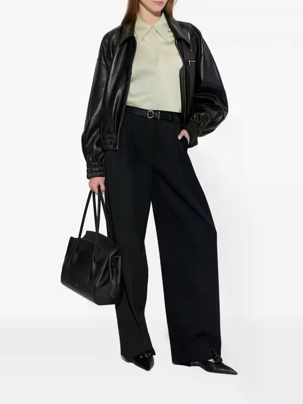 JIL SANDER Zip-up Leather Bomber Jacket - Black