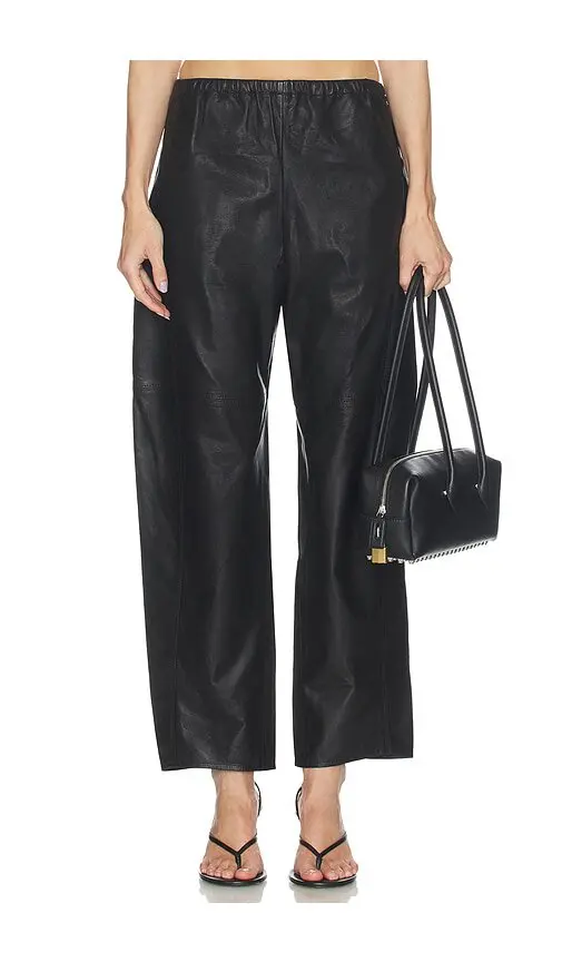 LA LIGNE Leather Barrel Leg Trousers