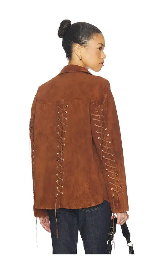 ZUT Jebel Leather Jacket With Lace-up Detail