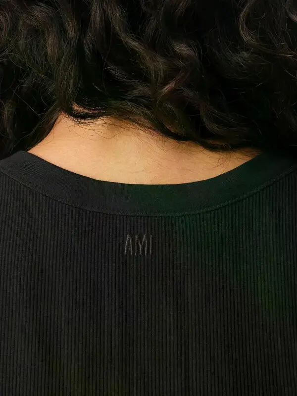 AMI Paris De Coeur Embroidered Ribbed Tank Top