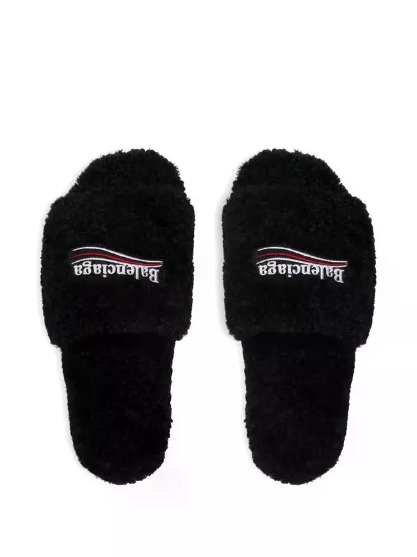 Balenciaga Furry Sandals - Black