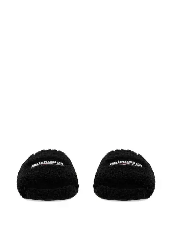 Balenciaga Furry Sandals - Black