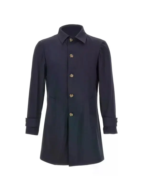 BARBA NAPOLI Single-breasted Button-up Coat - Blue