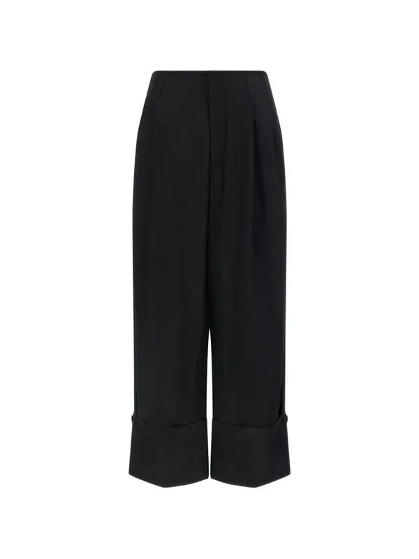 DARKPARK Palazzo Pants With Button Hem Turn-up