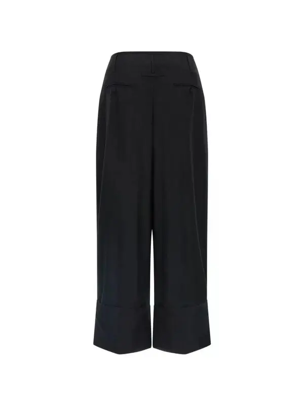 DARKPARK Palazzo Pants With Button Hem Turn-up