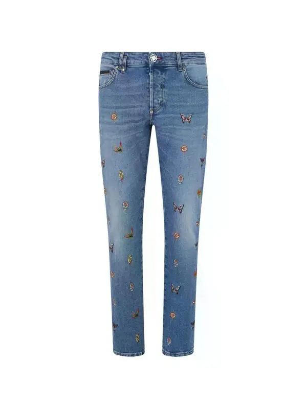 Philipp Plein Embroidered Straight Leg Jeans