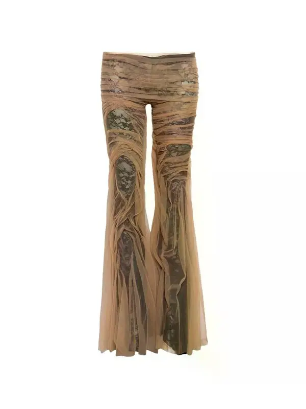 DI PETSA Mesh Flared Trousers - Neutrals