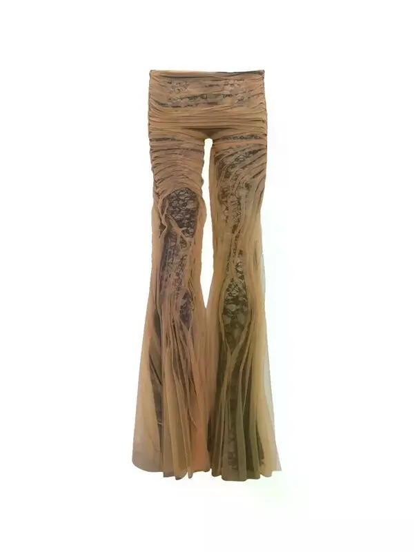 DI PETSA Mesh Flared Trousers - Neutrals