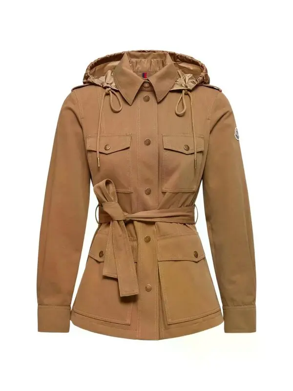 Moncler Belted Hooded Jacket - Brown