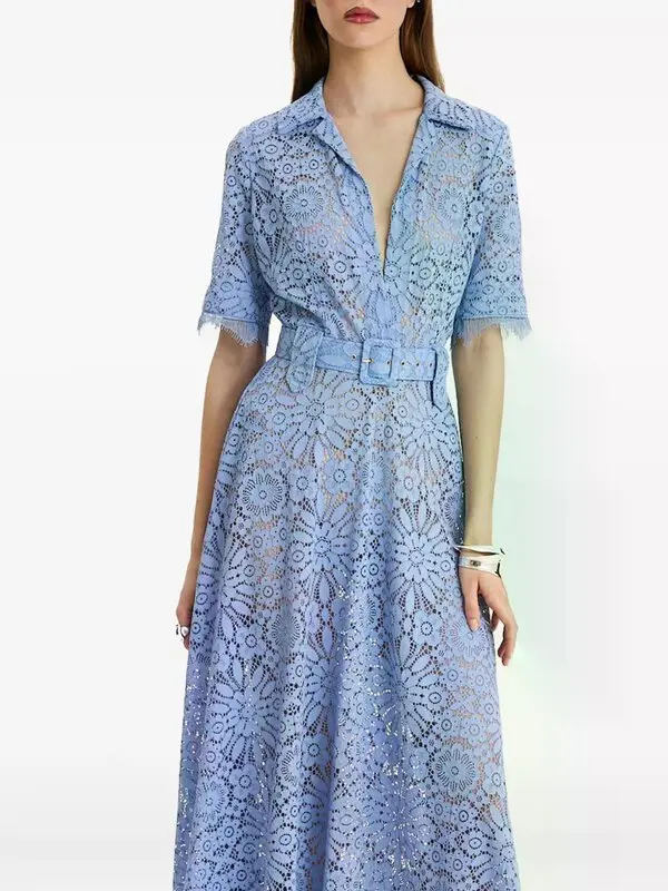 MOOS STUDIO Reverie Lace Belted Maxi Dress - Blue