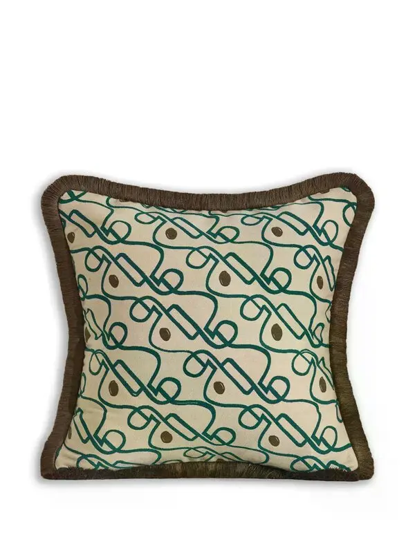 SOHO HOME Tilney Patterned Fringed Cushion - Neutrals