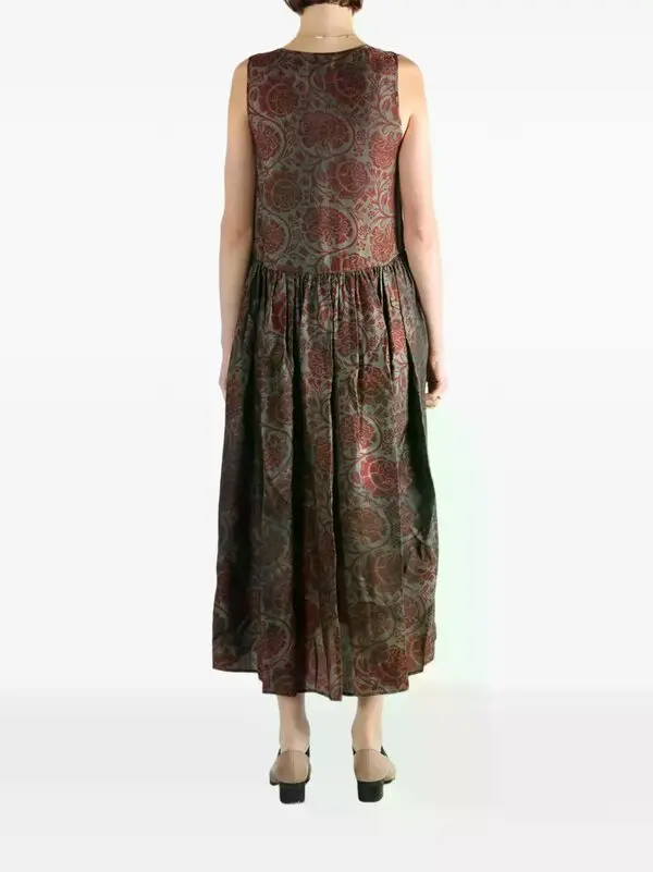 UMA WANG Floral Print Sleeveless Midi Dress - Grey