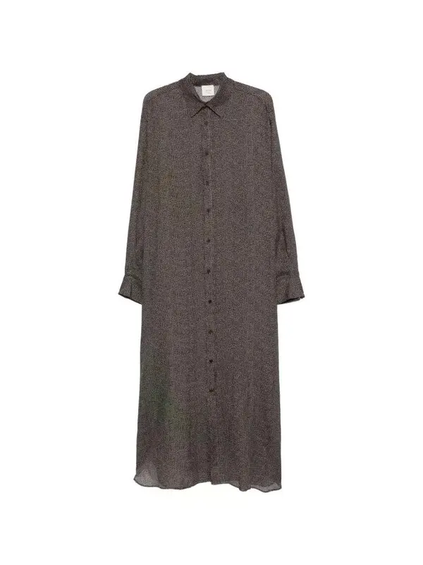 ALYSI Patterned Ramie Midi Dress