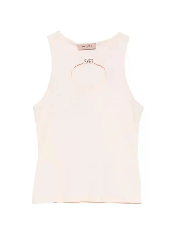 TWINSET Ribbed Cut-out Detail Sleeveless Top - Pink